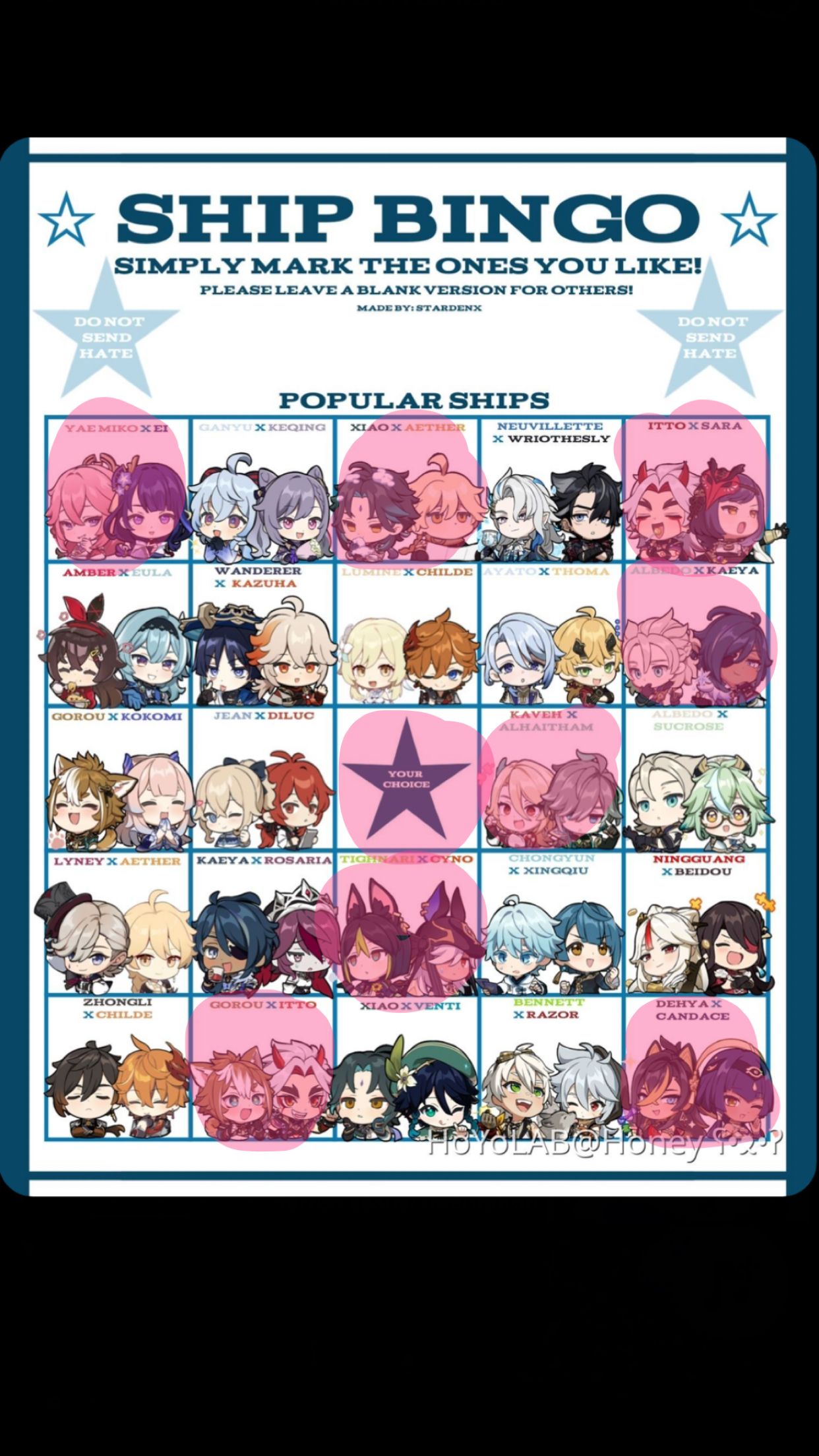 Popular Ship Bingo Genshin Impact | HoYoLAB