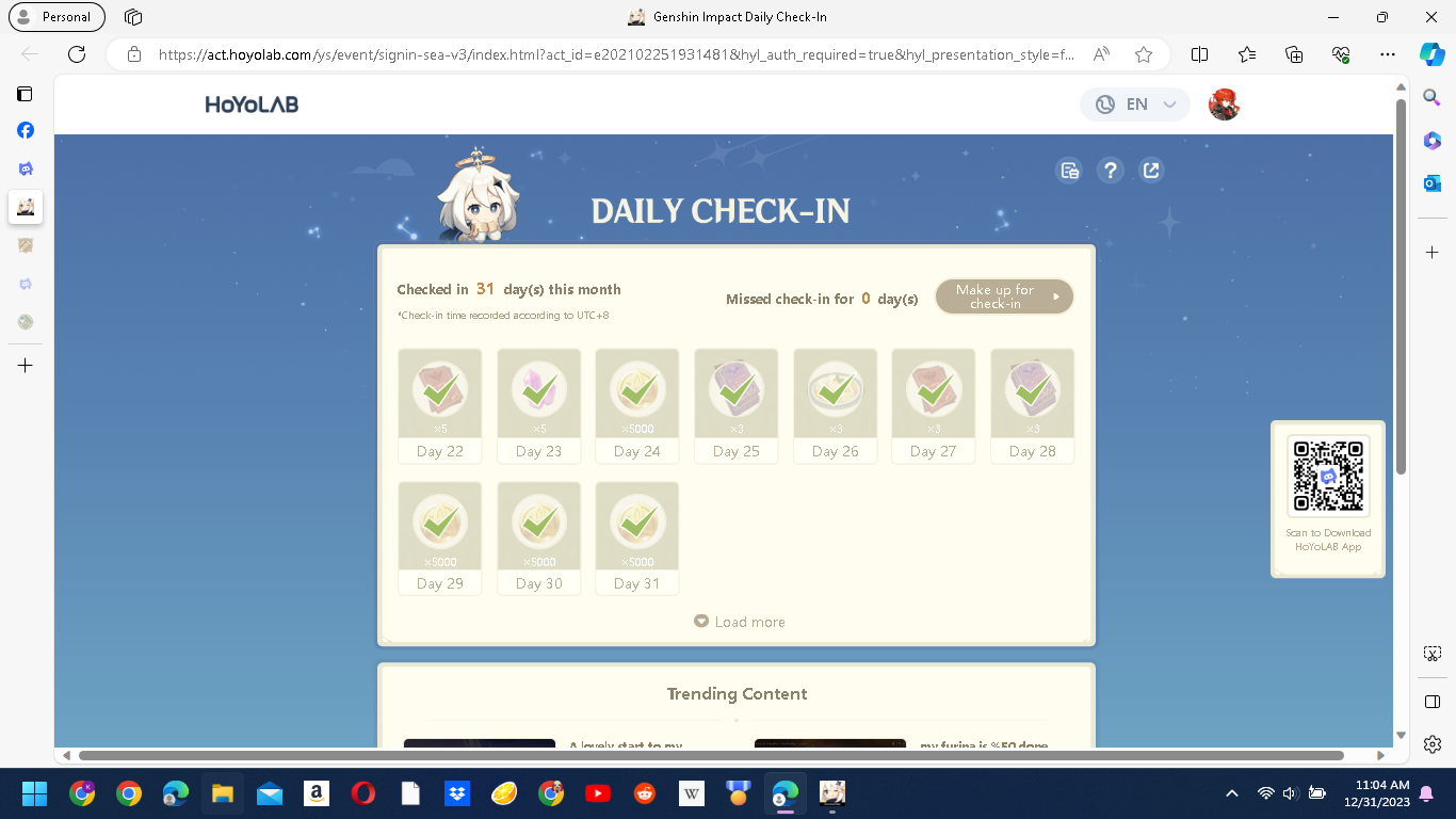 First time completing the Daily Check-In!! Genshin Impact | HoYoLAB