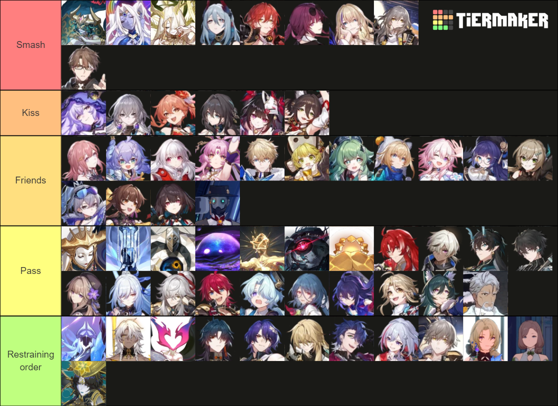 My smash or pass tierlist (including npcs) Honkai: Star Rail | HoYoLAB