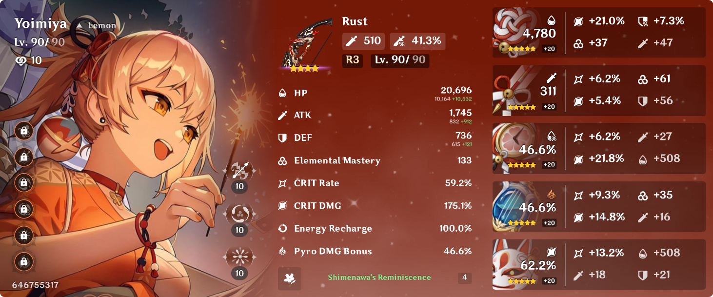 My Yoimiya Build so far, Thundering Pulse please come home 🙏 Genshin ...