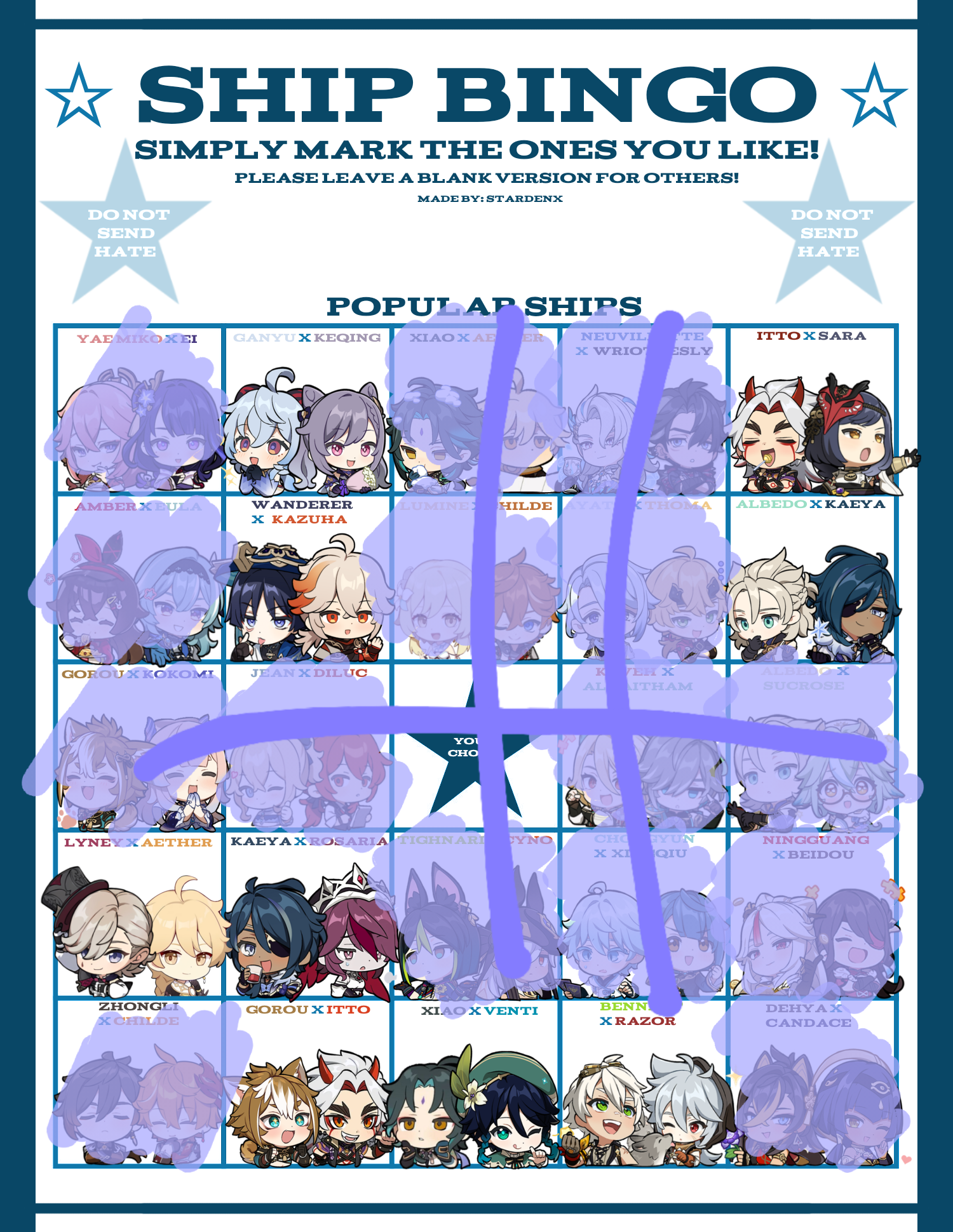 Ship bingo (Genshin Style) Genshin Impact | HoYoLAB