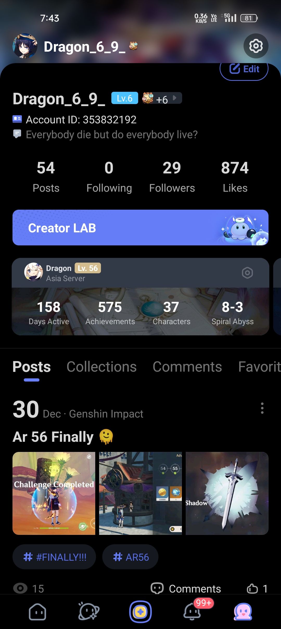 158 Days and still AR56 Genshin Impact | HoYoLAB