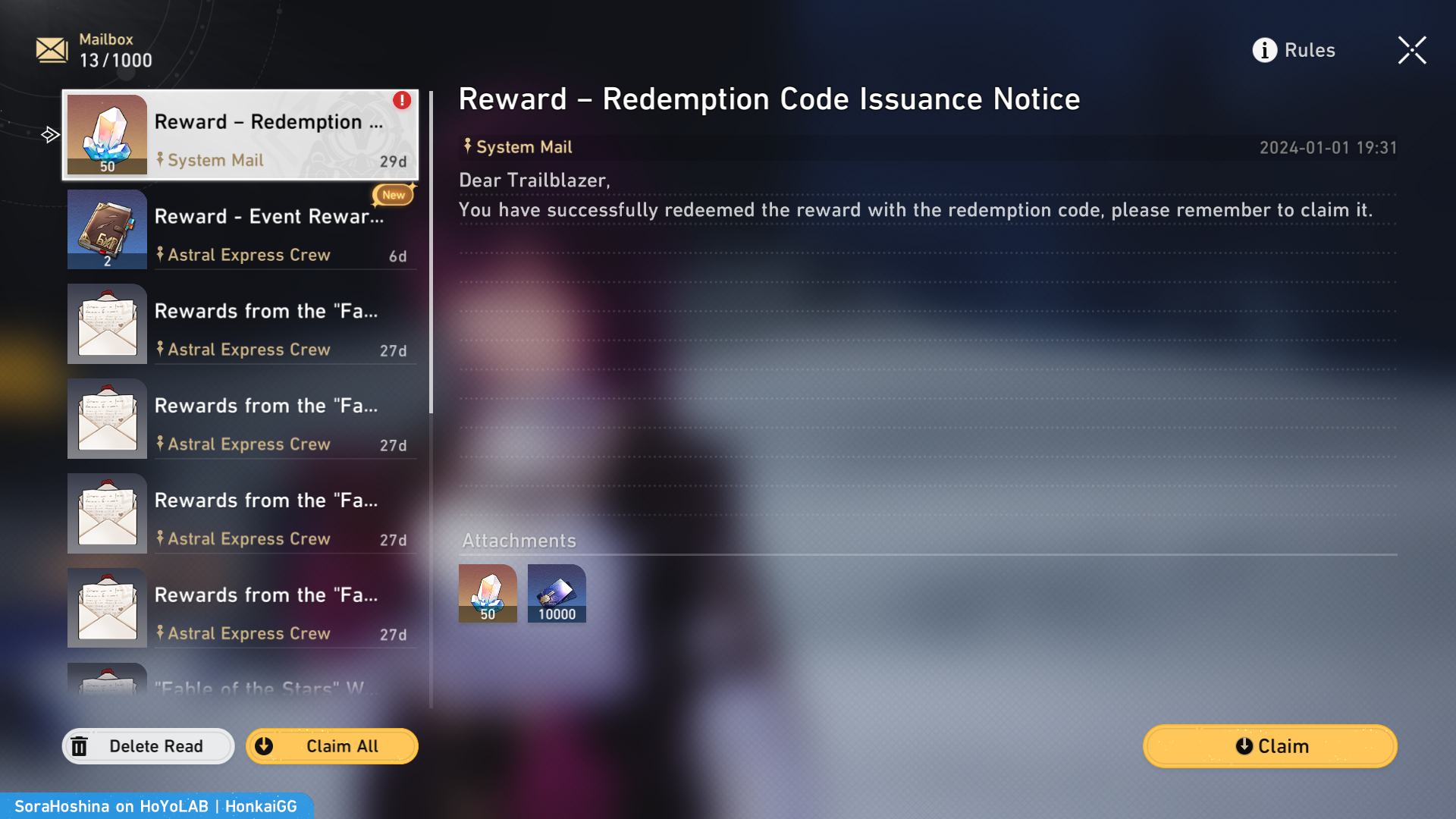 [Star Rail 1.6] 1 New & 2 Old Redemption Codes | 50 Stellar Jades (New Year Rewards) Honkai ...