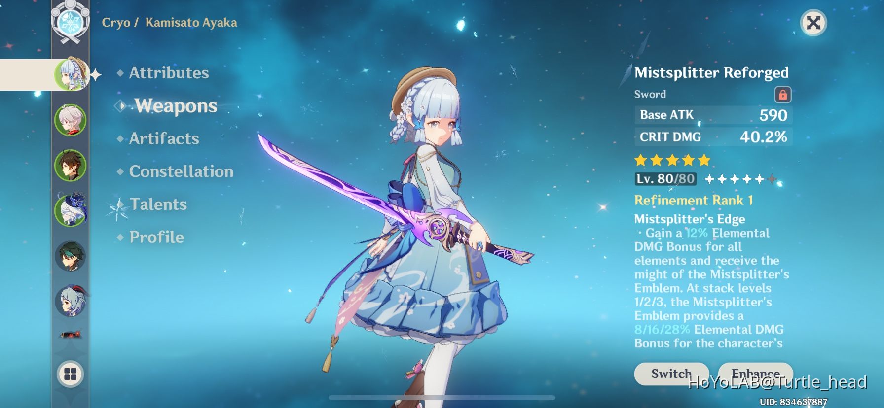 Rebuild my ayaka bcus i finally got misplitter :3 Genshin Impact | HoYoLAB