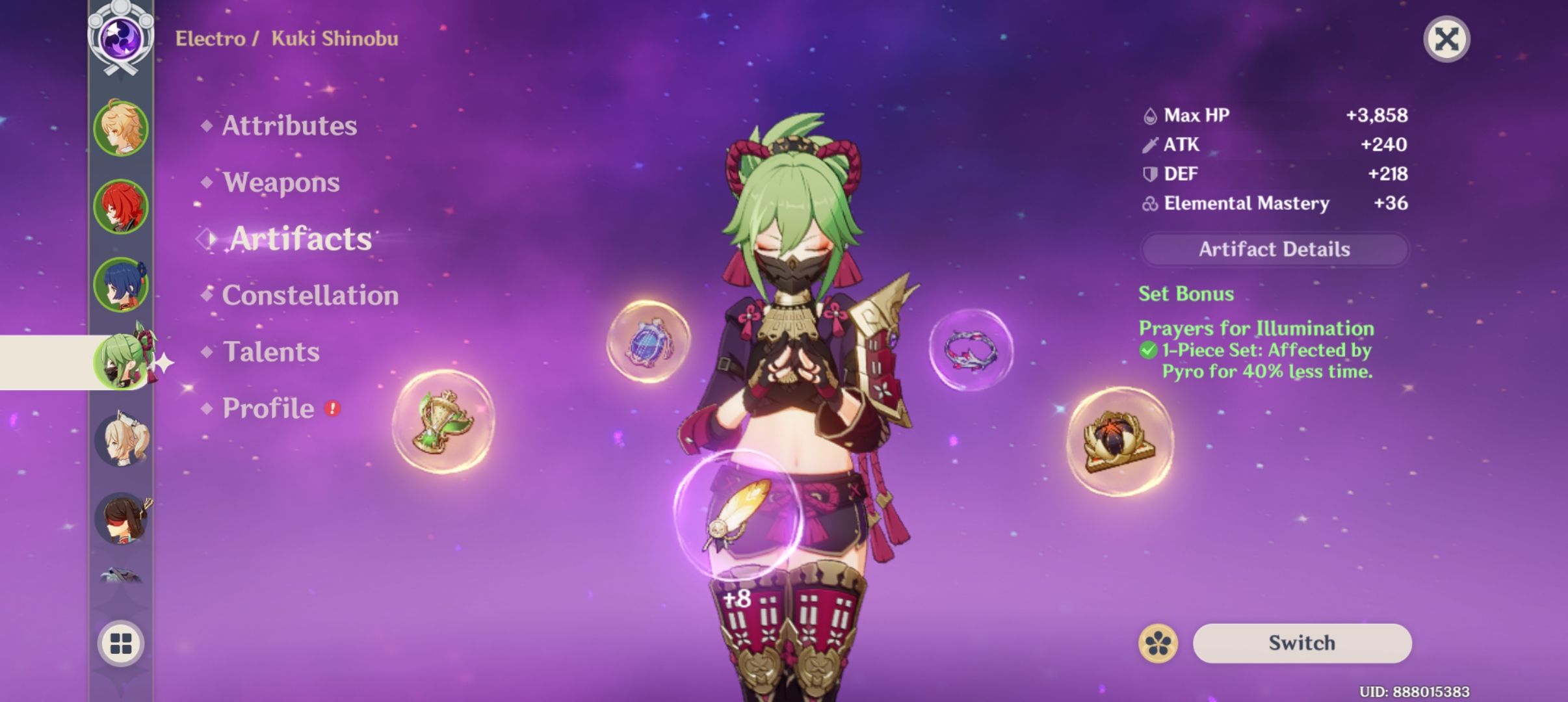 please suggest me about artifacts for dulic,kuki or xiangling and how ...