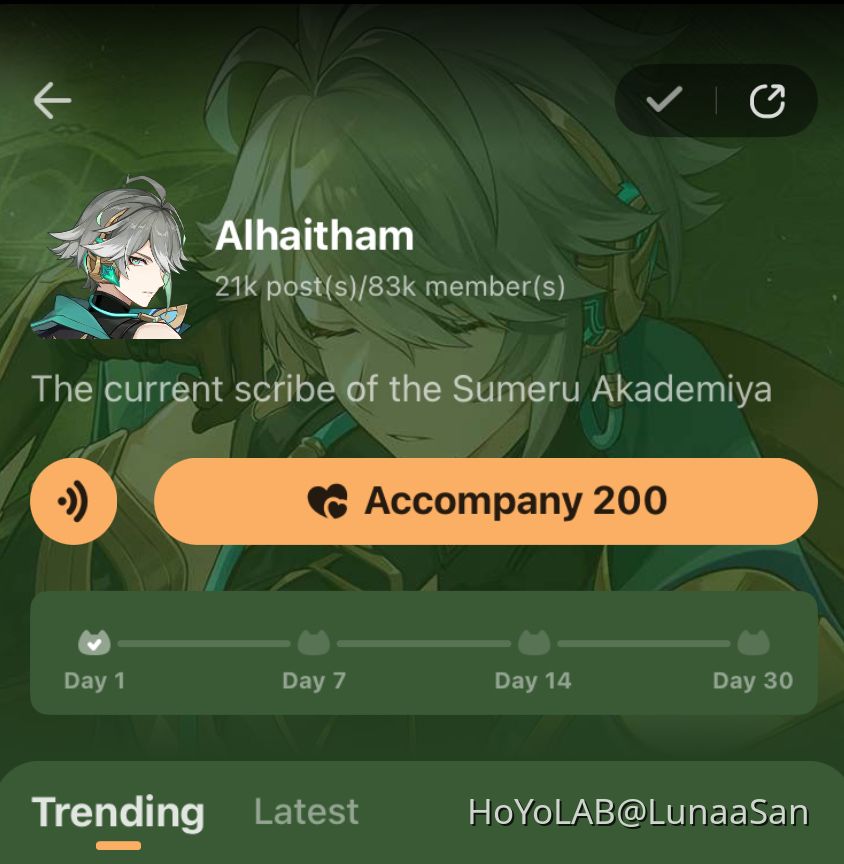I reached day 200 with Alhaitham! Genshin Impact | HoYoLAB