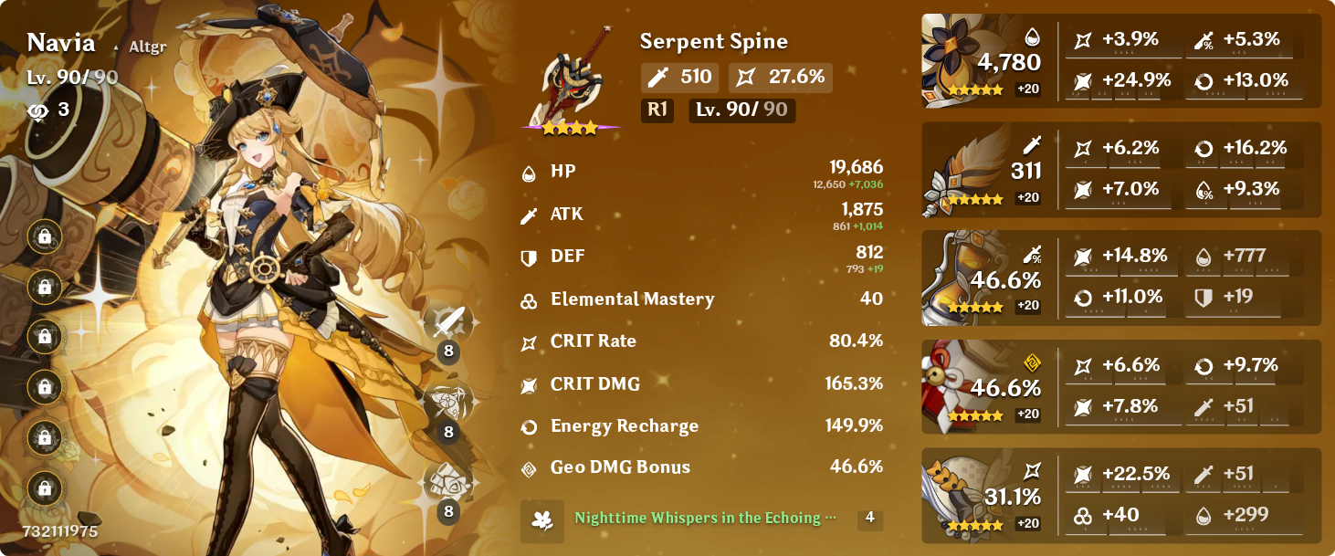 Actual Navia build Genshin Impact | HoYoLAB