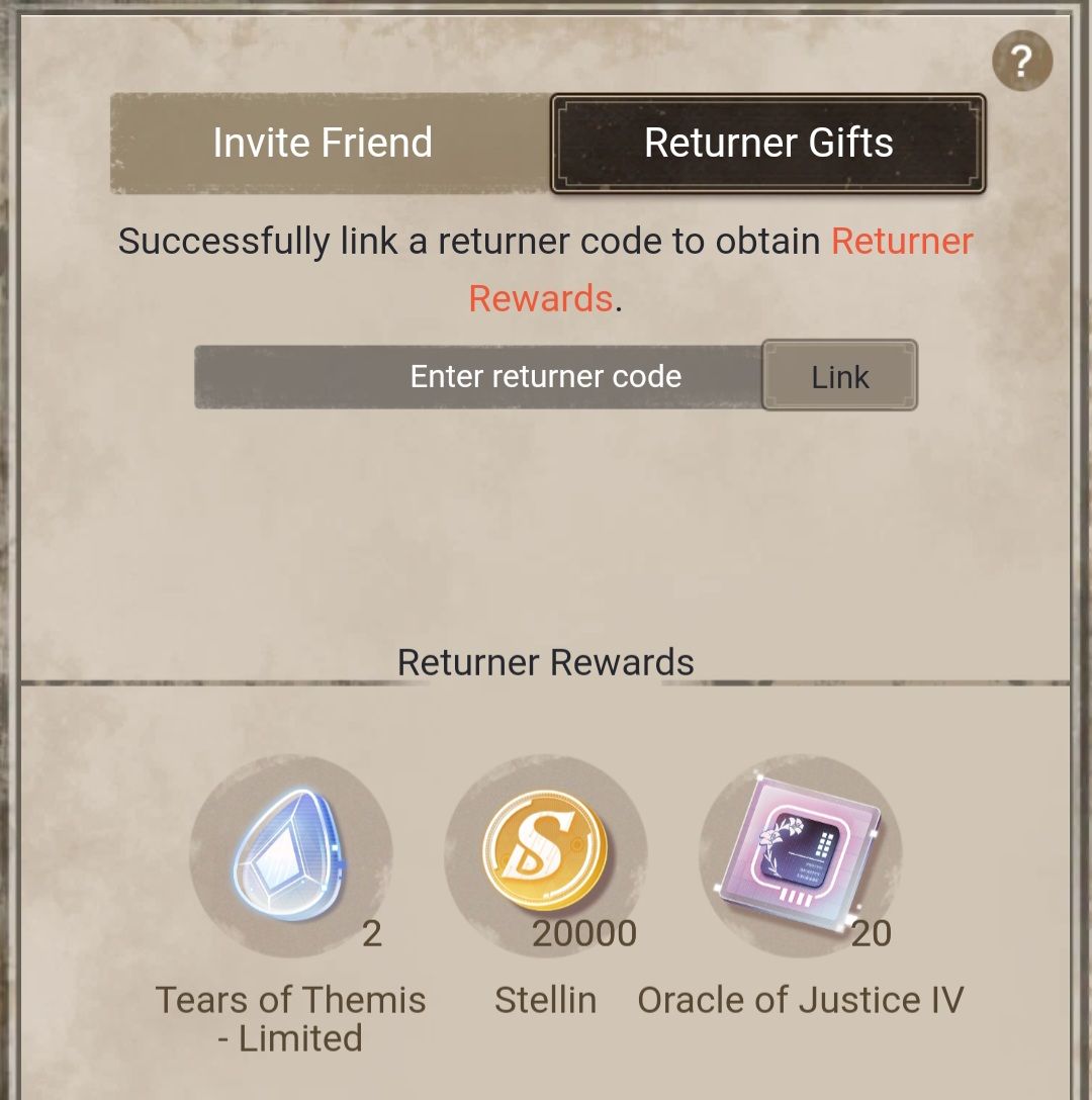 RETURNER GIFT CODE! Let's help each other!~ Tears of Themis | HoYoLAB