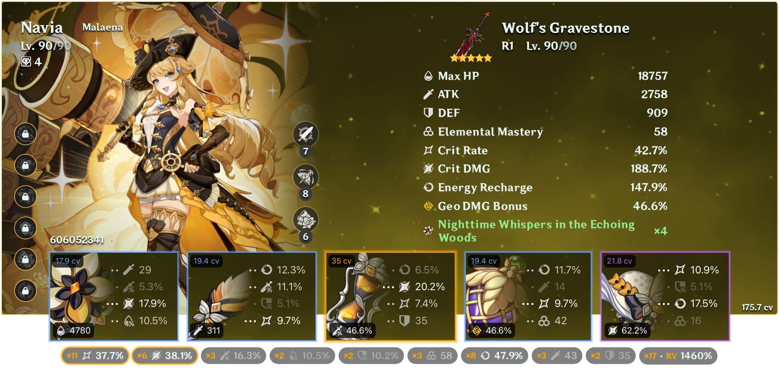 My Navia’s Artifacts so far Genshin Impact | HoYoLAB