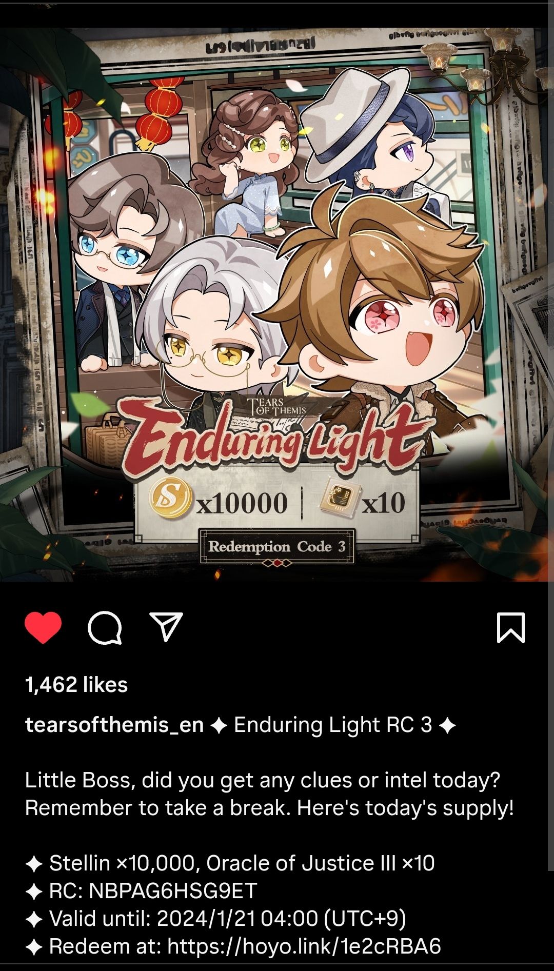 Enduring Light RC 3 / Returnee Code Tears of Themis | HoYoLAB