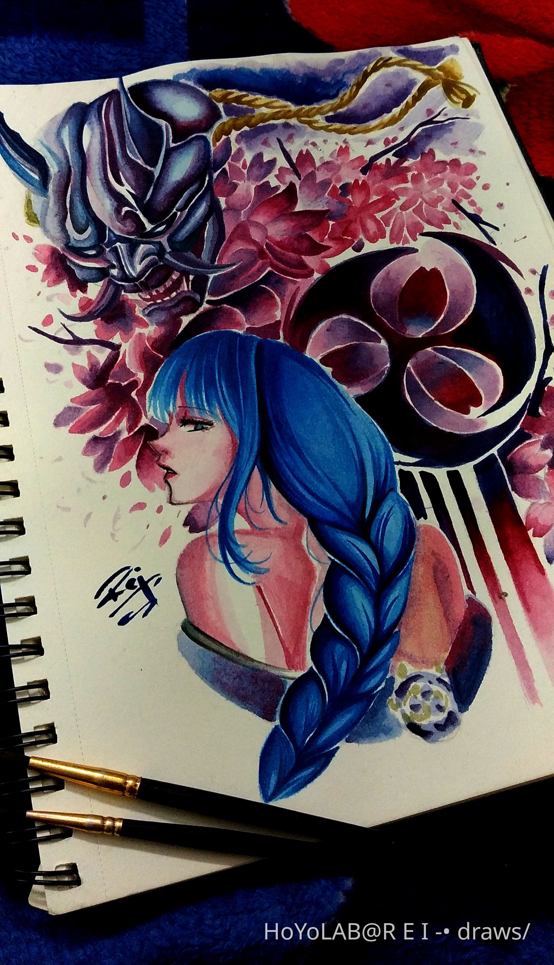 Finally finishing my Raiden Watercolor painting Genshin Impact | HoYoLAB