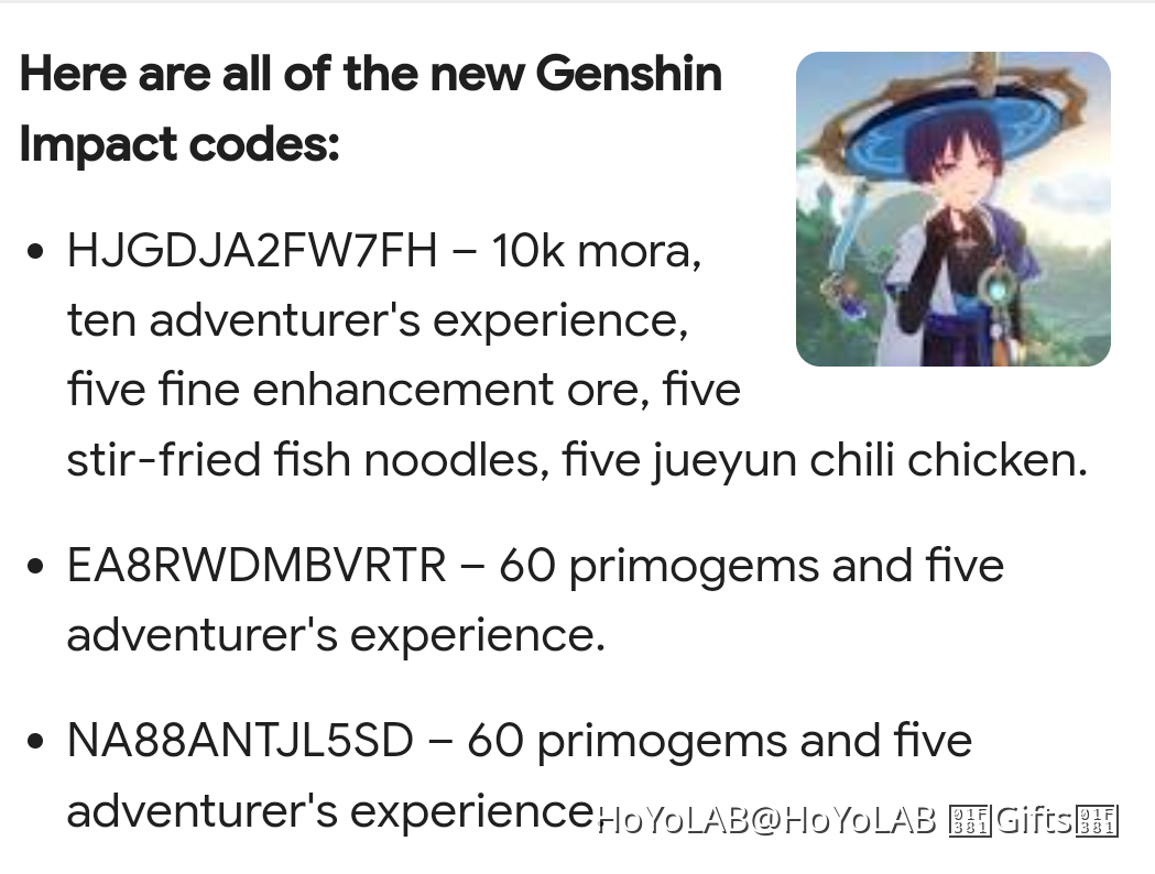 Primogems Redeem codes New Genshin Impact | HoYoLAB