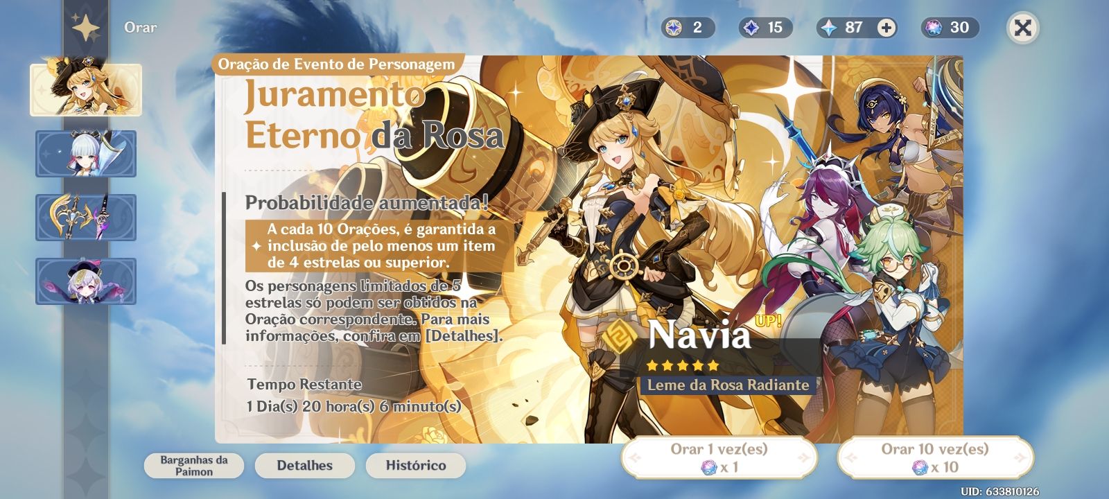 juntando desde o começo do banner da navia Genshin Impact | HoYoLAB