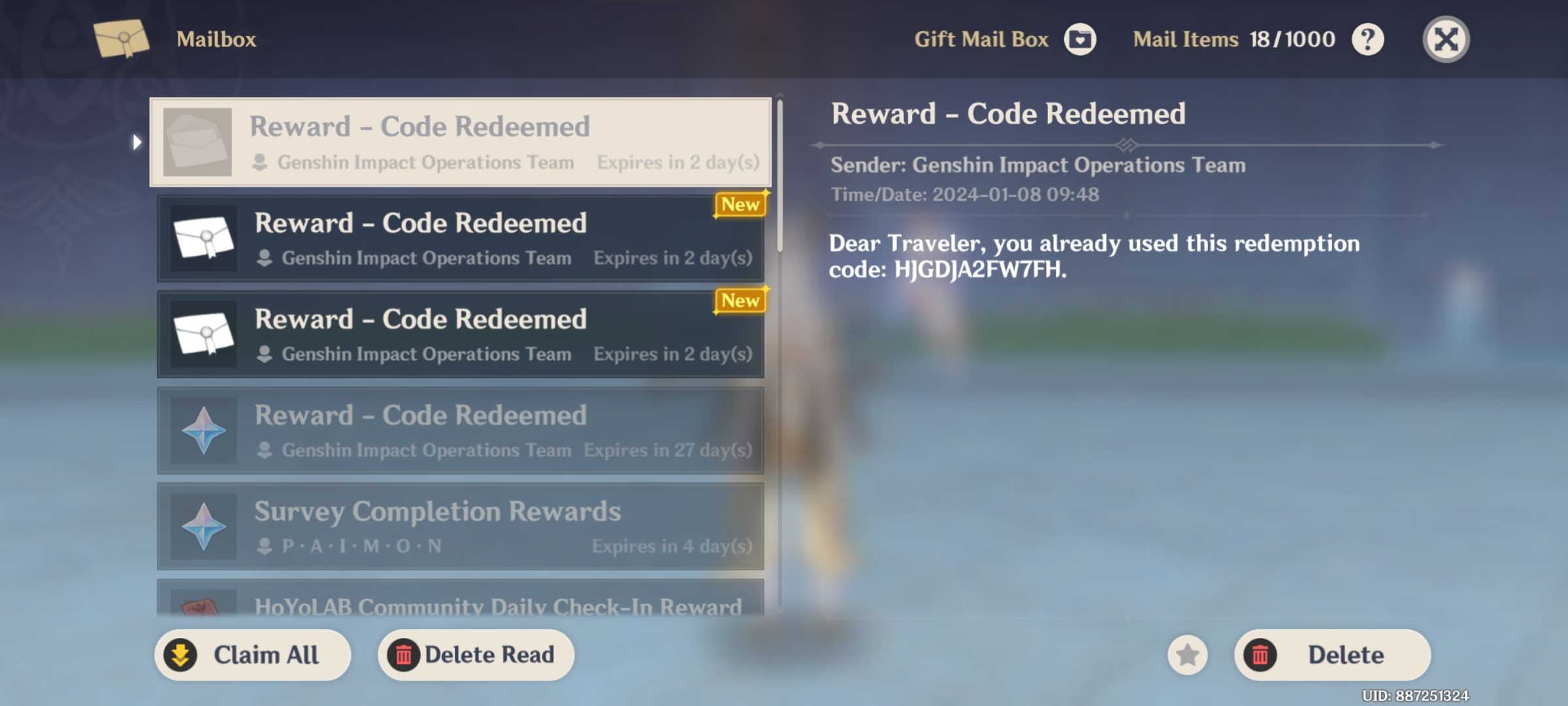 Redeem code Genshin Impact | HoYoLAB