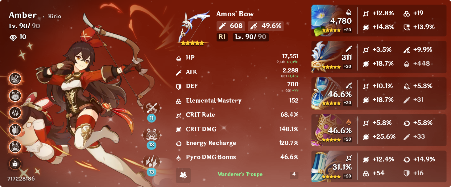 my current Amber build :> Genshin Impact | HoYoLAB