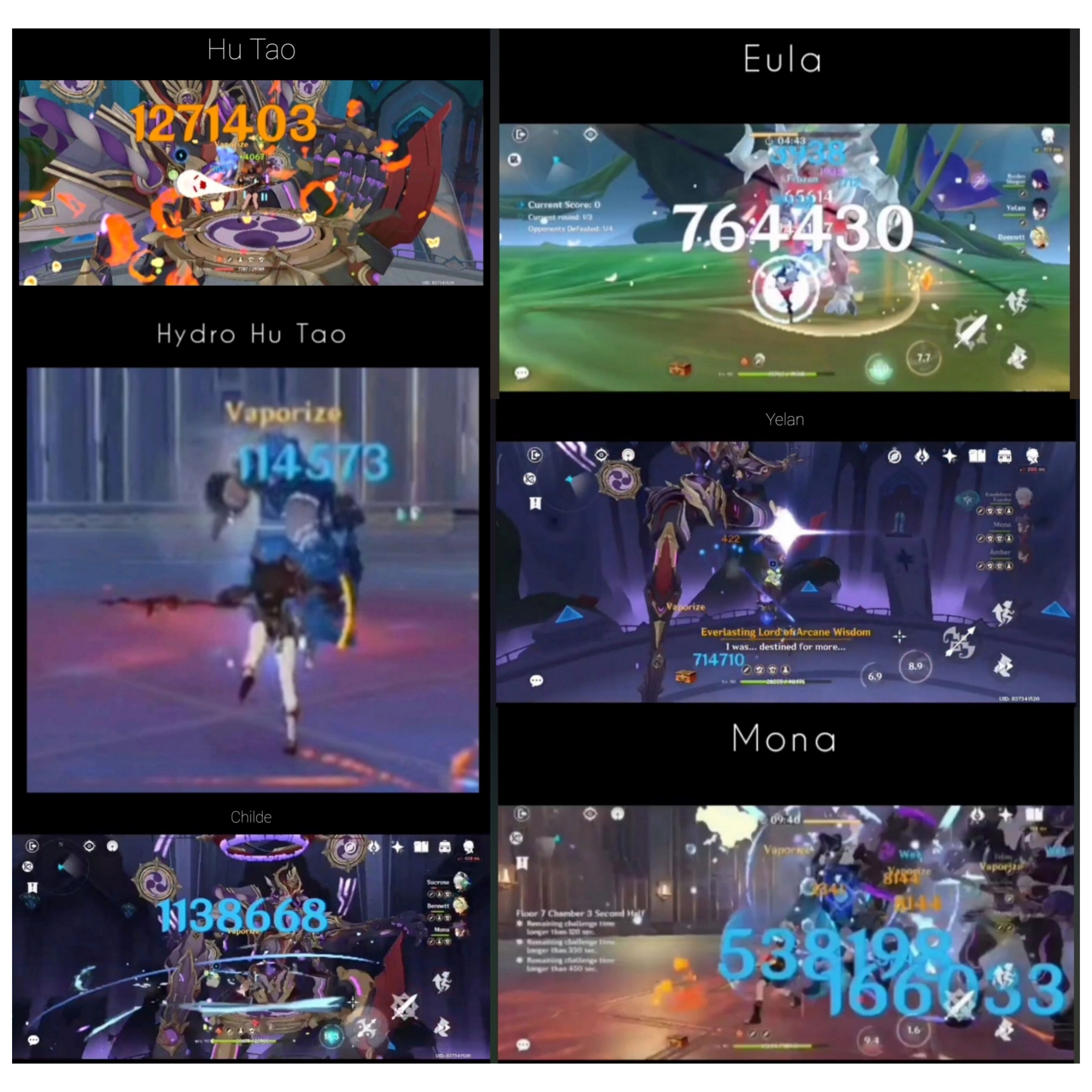 Highest dmg numbers I have gotten ft 42 characters Genshin Impact | HoYoLAB