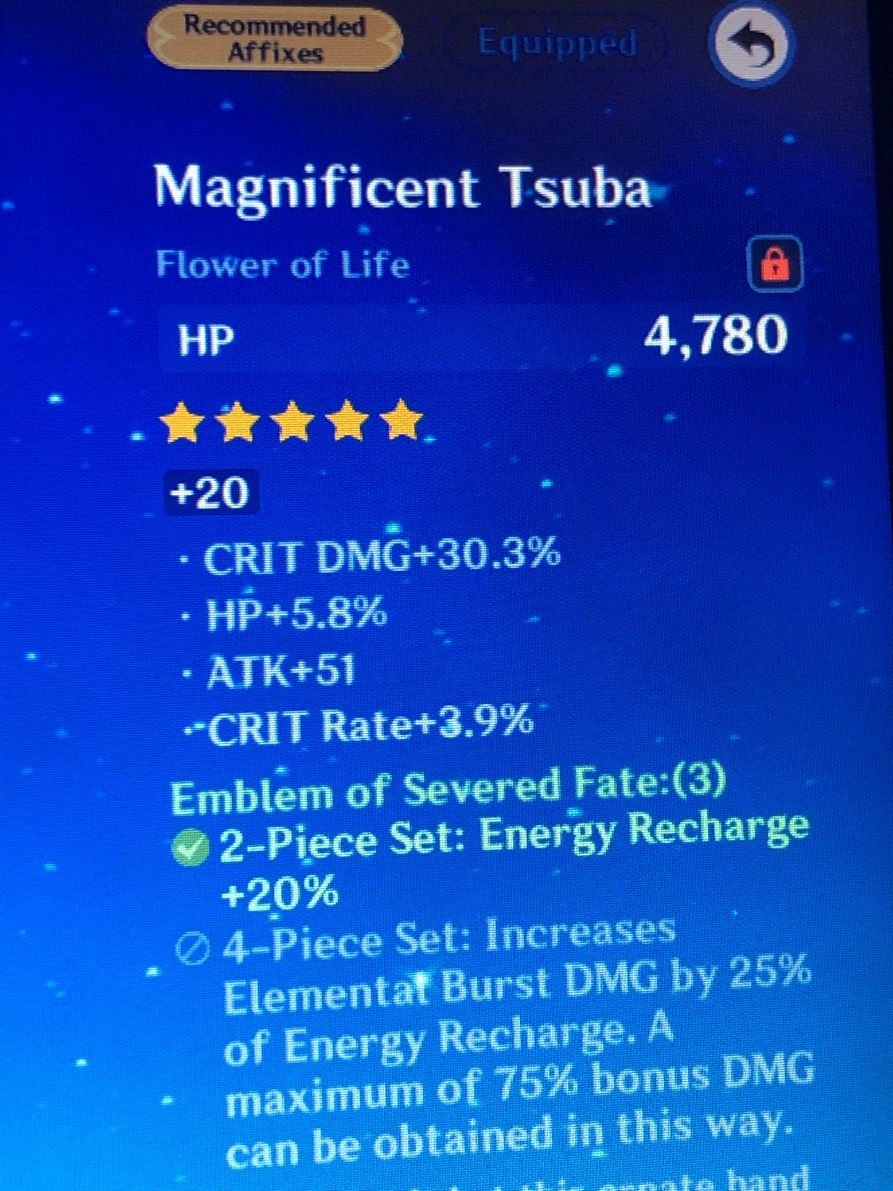 probably the best artifact I’ve gotten so far!!! look at that crit dmg ...