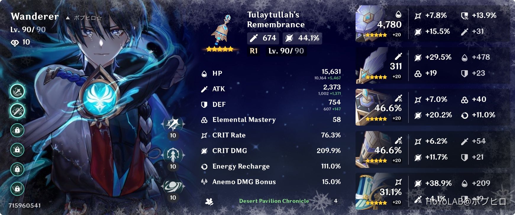 my wanderer build Genshin Impact | HoYoLAB