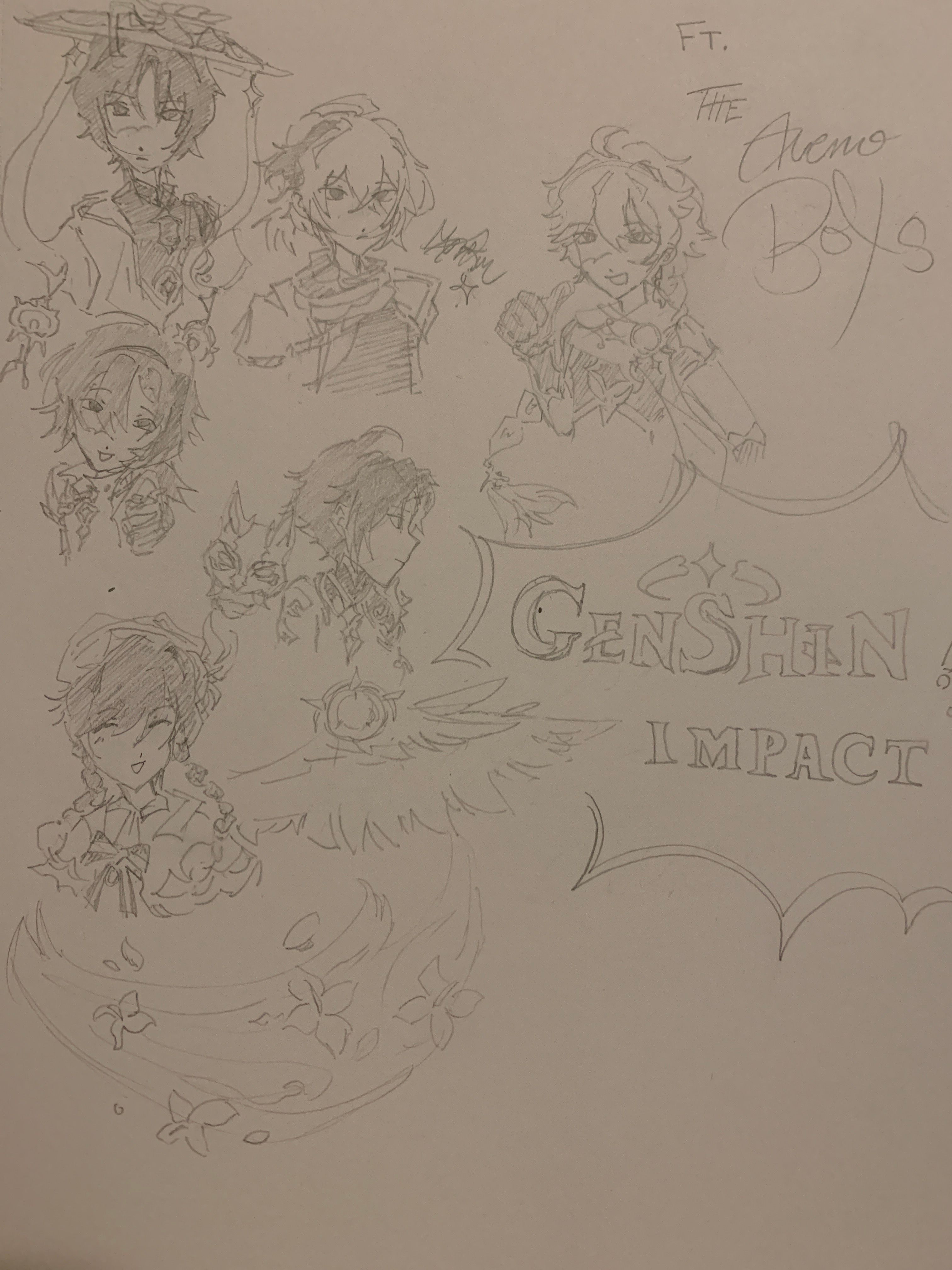drawings of the anemo boys Genshin Impact | HoYoLAB