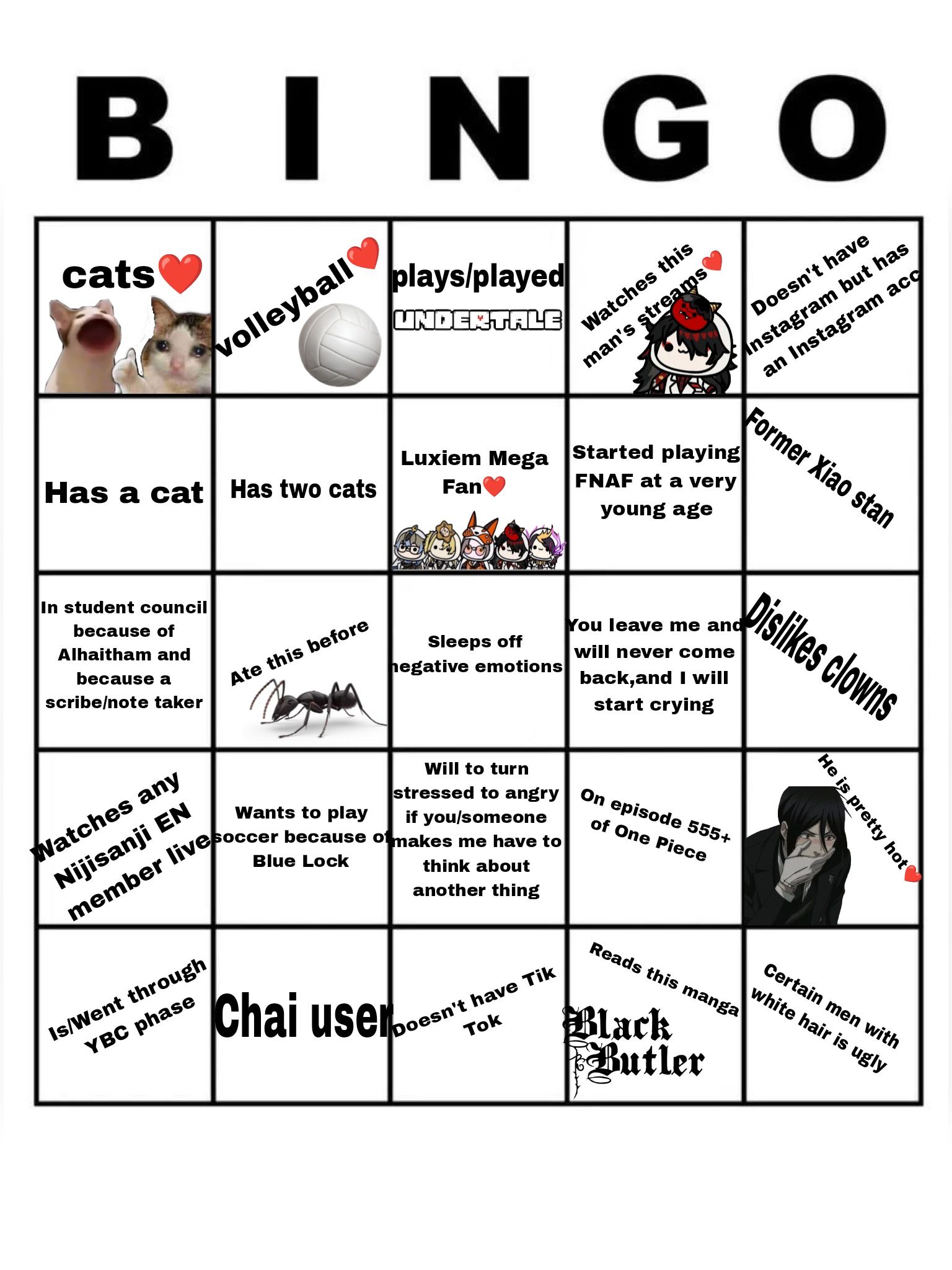 I created an IMPOSSIBLE BINGO FOR THE EVIL😂😂 | HoYoLAB