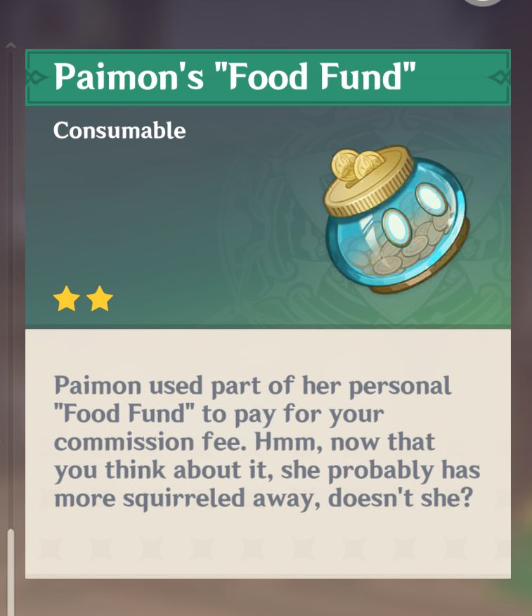 Paimon’s food fund Genshin Impact | HoYoLAB