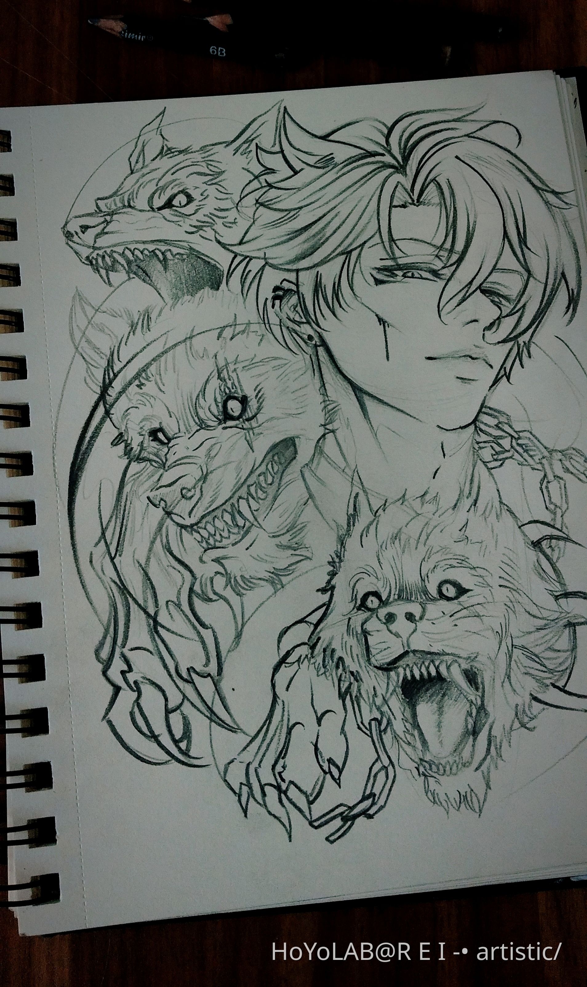 WIP on Wriothesley pencil drawing Genshin Impact | HoYoLAB