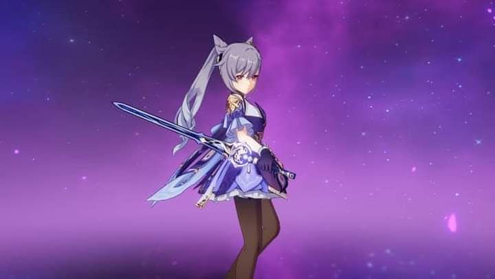 keqing if she have weapon from gacha spash art Genshin Impact | HoYoLAB