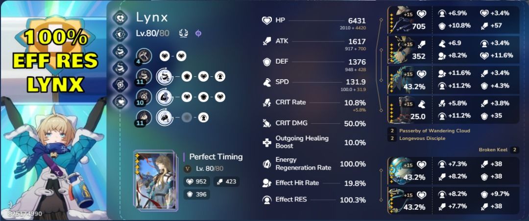 E6 100% Eff Res Lynx Honkai: Star Rail | HoYoLAB