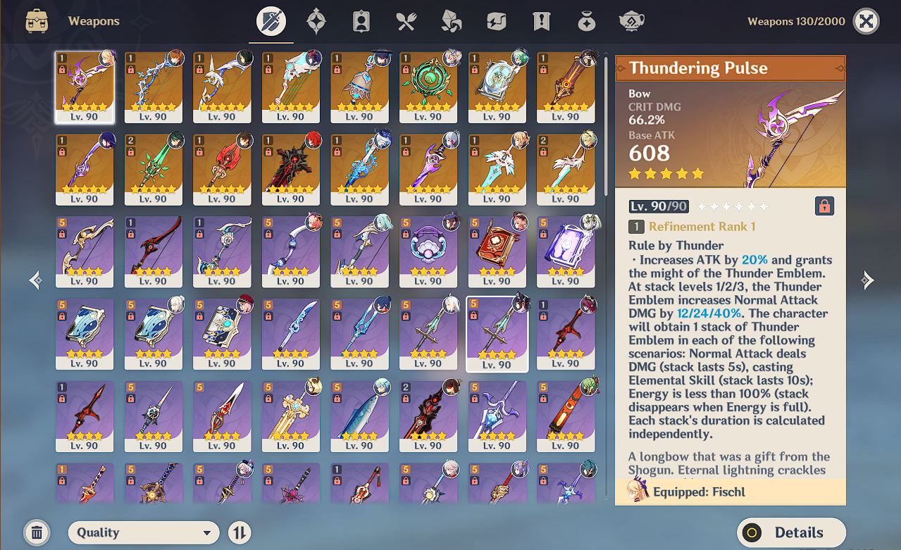 All of my current Lvl. Up Weapons as an F2P Player