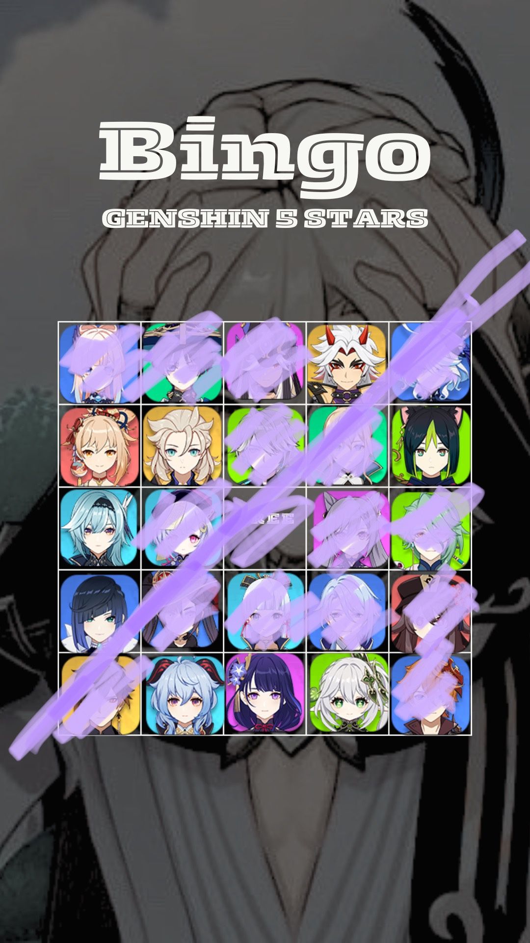Genshin 5 star bingo(including the templates bc I made em) Genshin ...