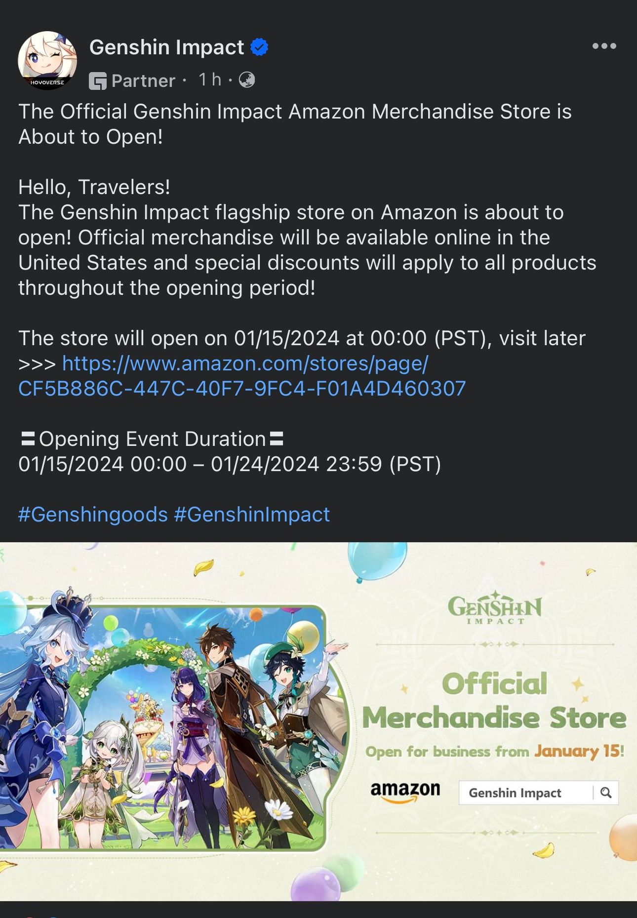 Official Genshin Impact store arriving Amazon Genshin Impact | HoYoLAB
