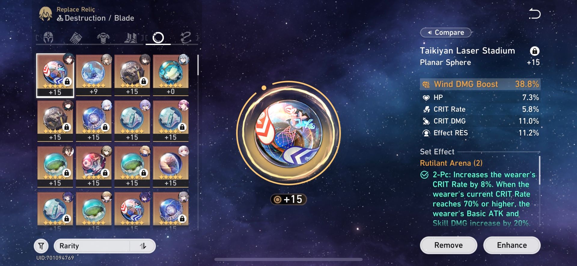 Blade relics wind sphere or hp? Honkai: Star Rail | HoYoLAB