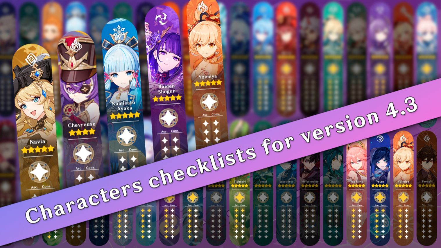 5 and 4 star characters checklists updated to version 4.3 Genshin Impact | HoYoLAB