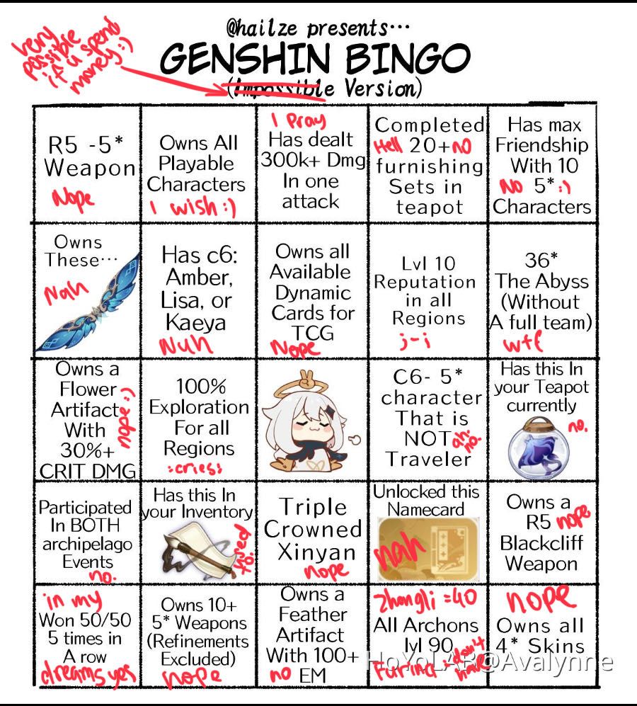 the cursed bingo Genshin Impact | HoYoLAB