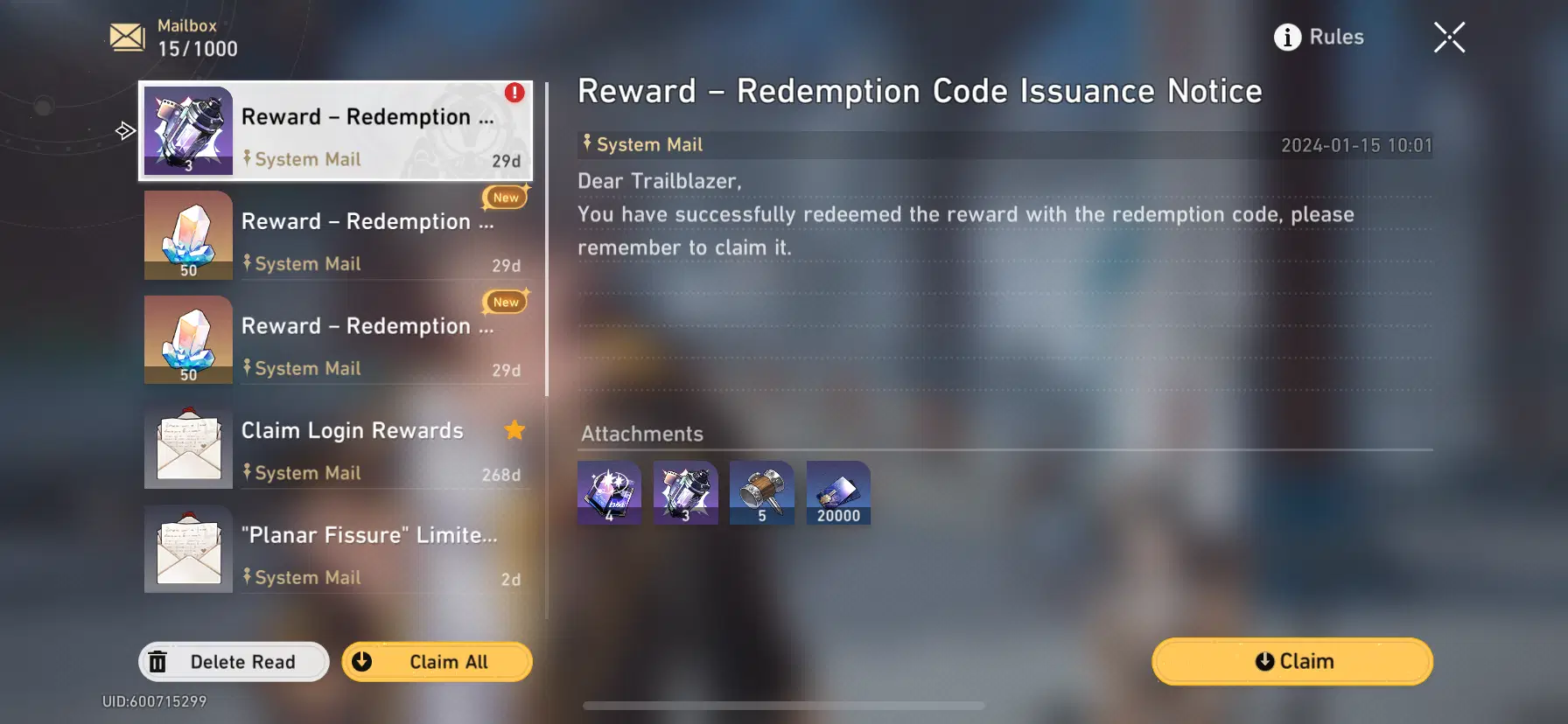 HSR REDEEM CODES!!! Get them quick before they expire(not the ...