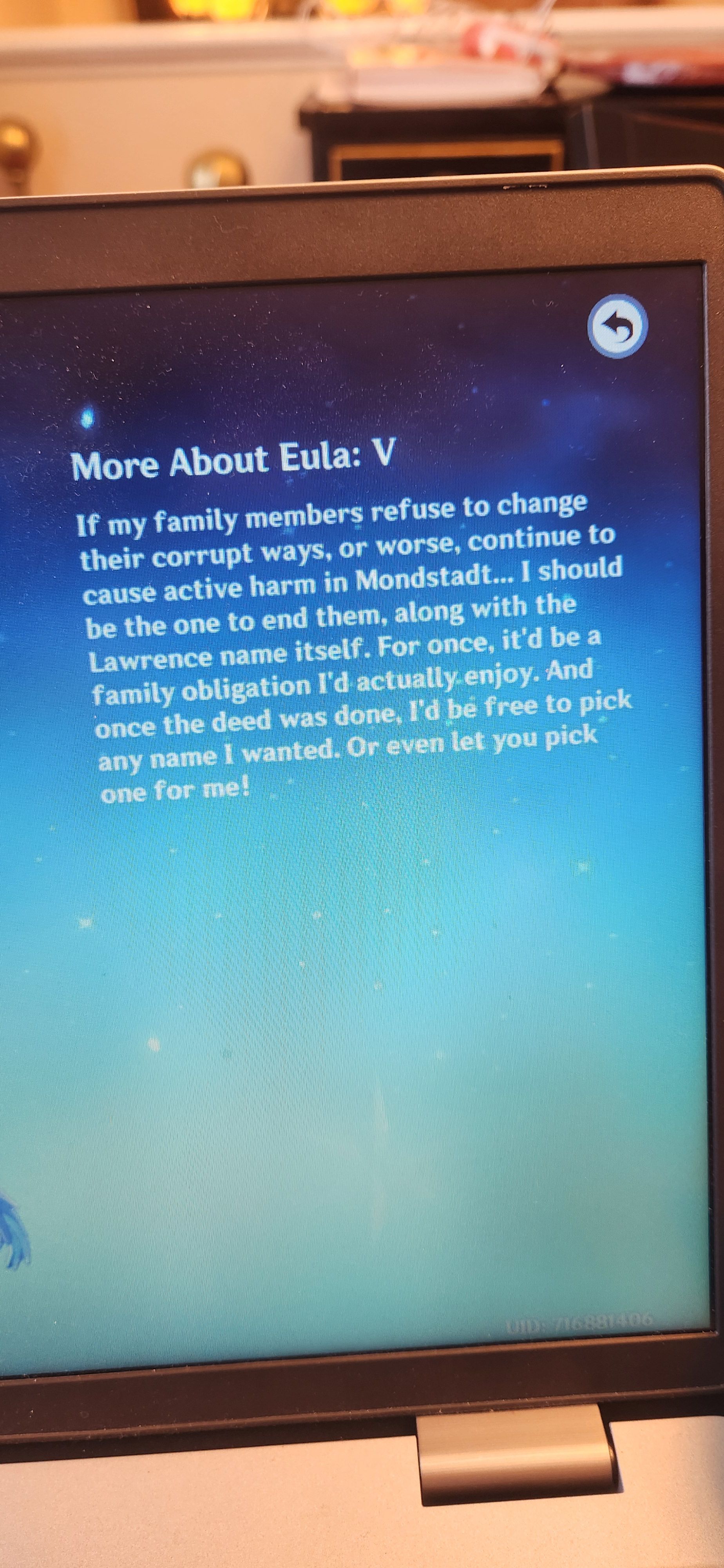 Eula's friendship lvl 6 text Genshin Impact | HoYoLAB