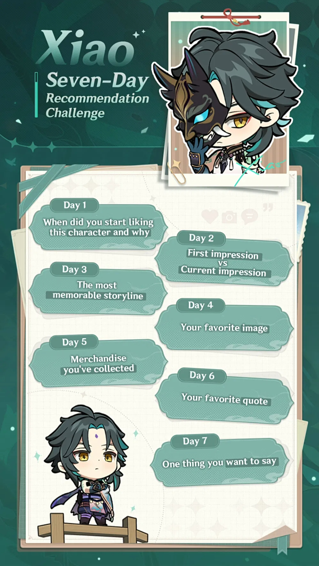 Xiao 7-day recommendation challenge!!!!! Just for fun Genshin Impact ...