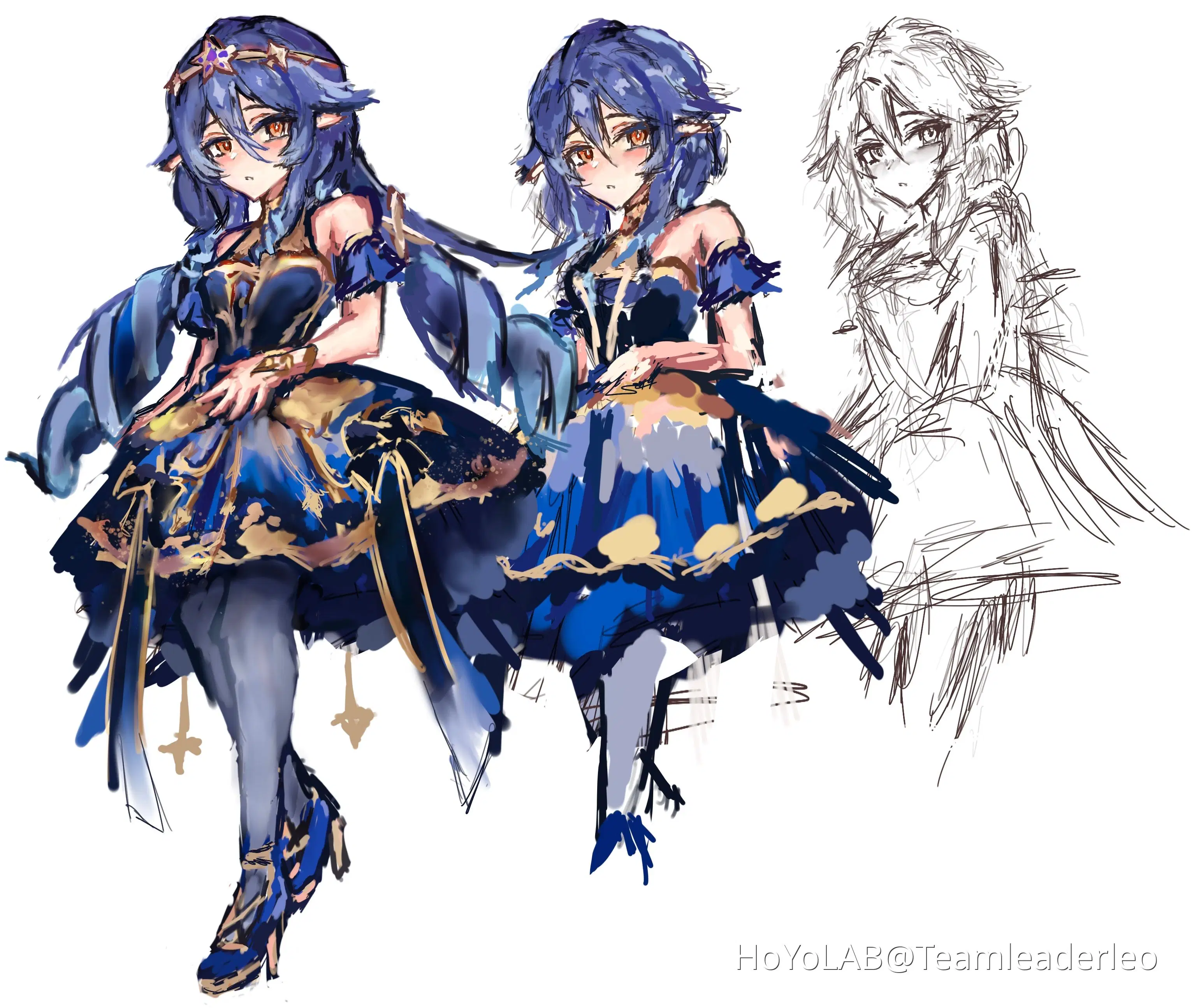 I drew Layla wearing different dresses! Genshin Impact | HoYoLAB