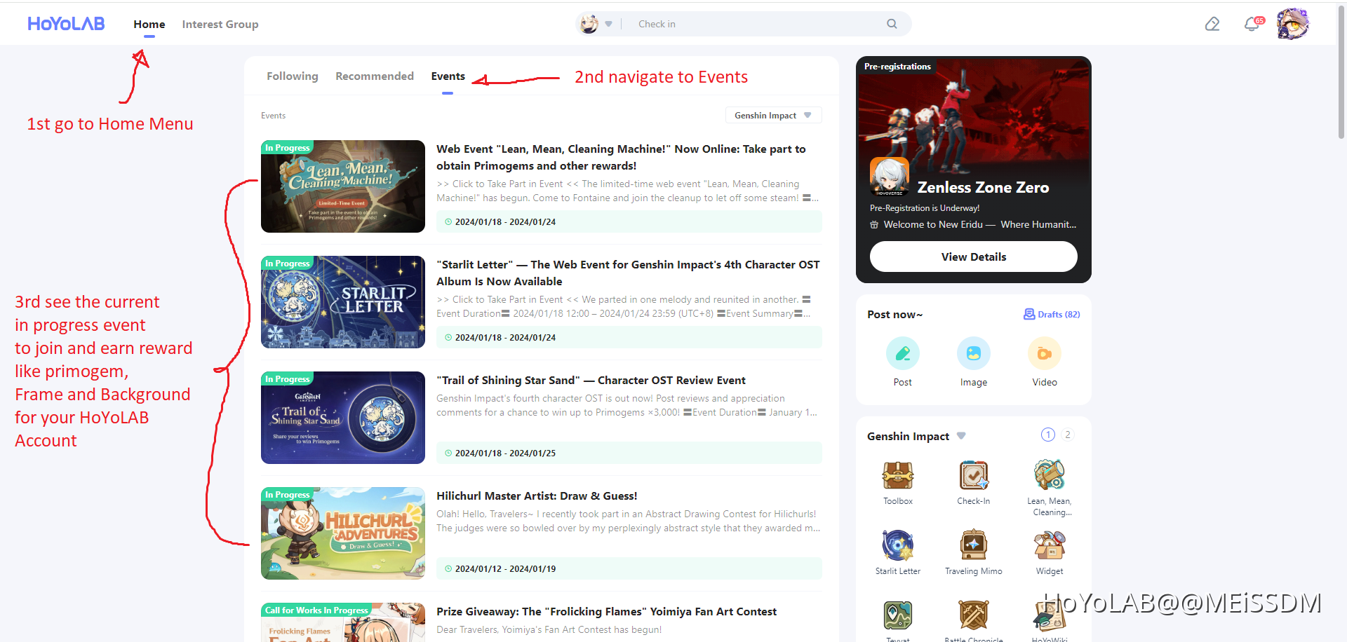 Guide to know the current Event of HoYoLAB | HoYoLAB