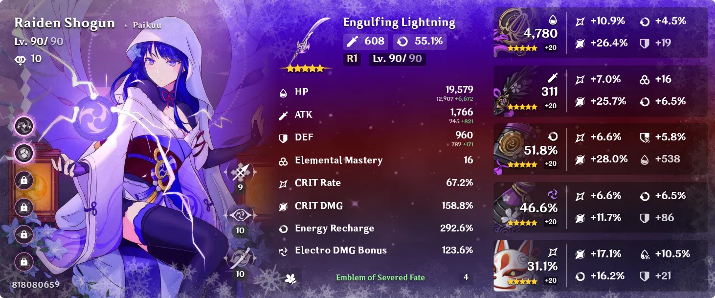 Raiden Comparing Damage My old stats. Raiden vs. My new potential ...