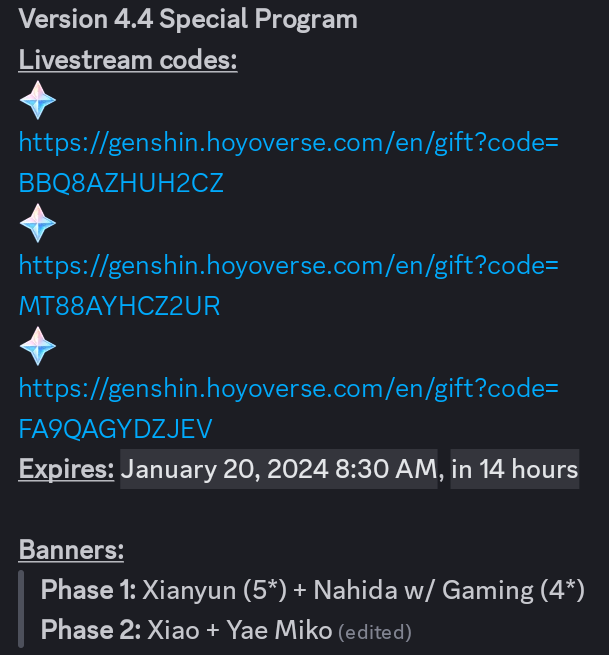 Genshin v4.4 Codes And Banners Genshin Impact | HoYoLAB