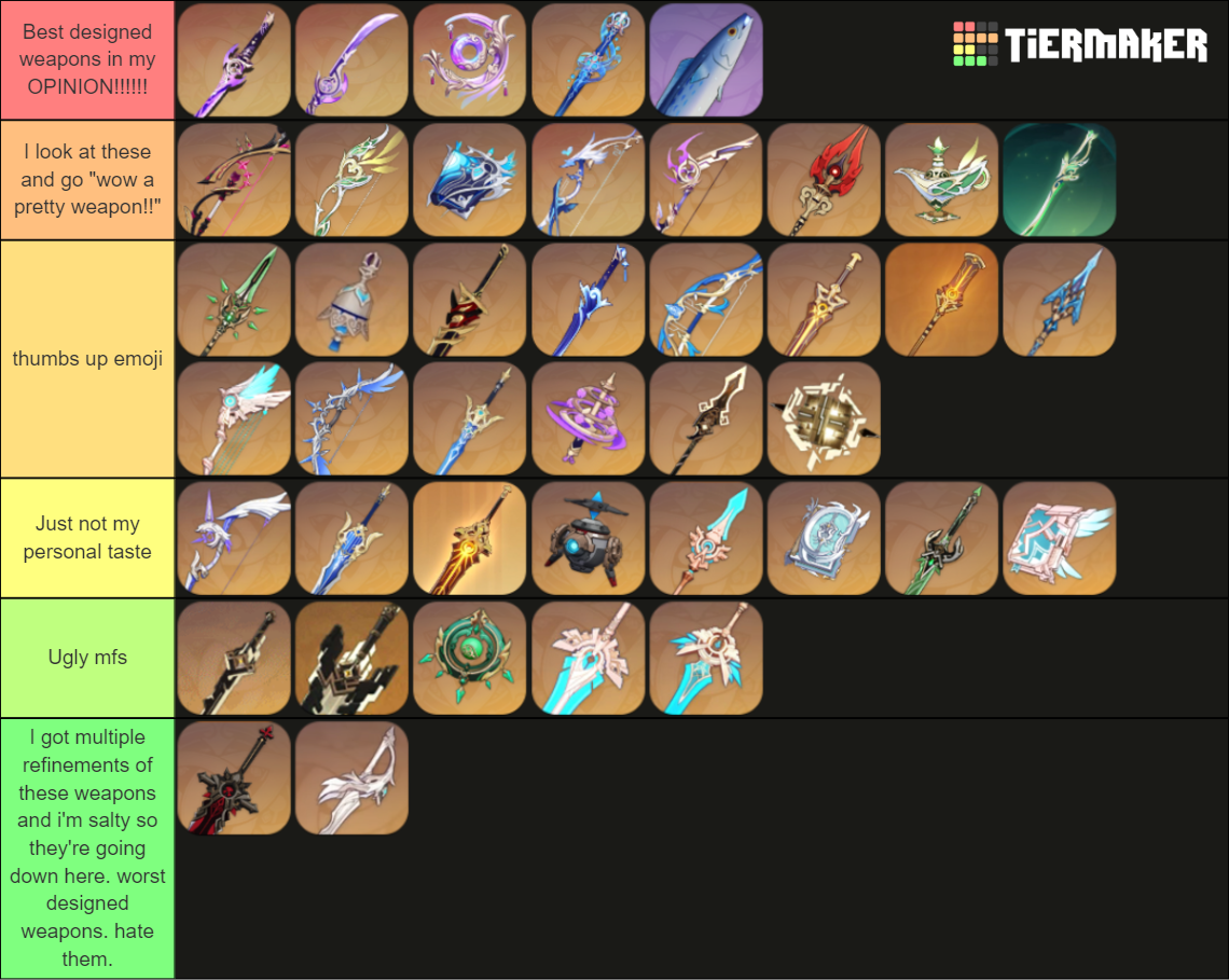 ranking the best designed 5 star weapons in genshin: a tier list Genshin Impact | HoYoLAB