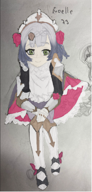 I attempted to colorize My Noelle drawing Genshin Impact | HoYoLAB
