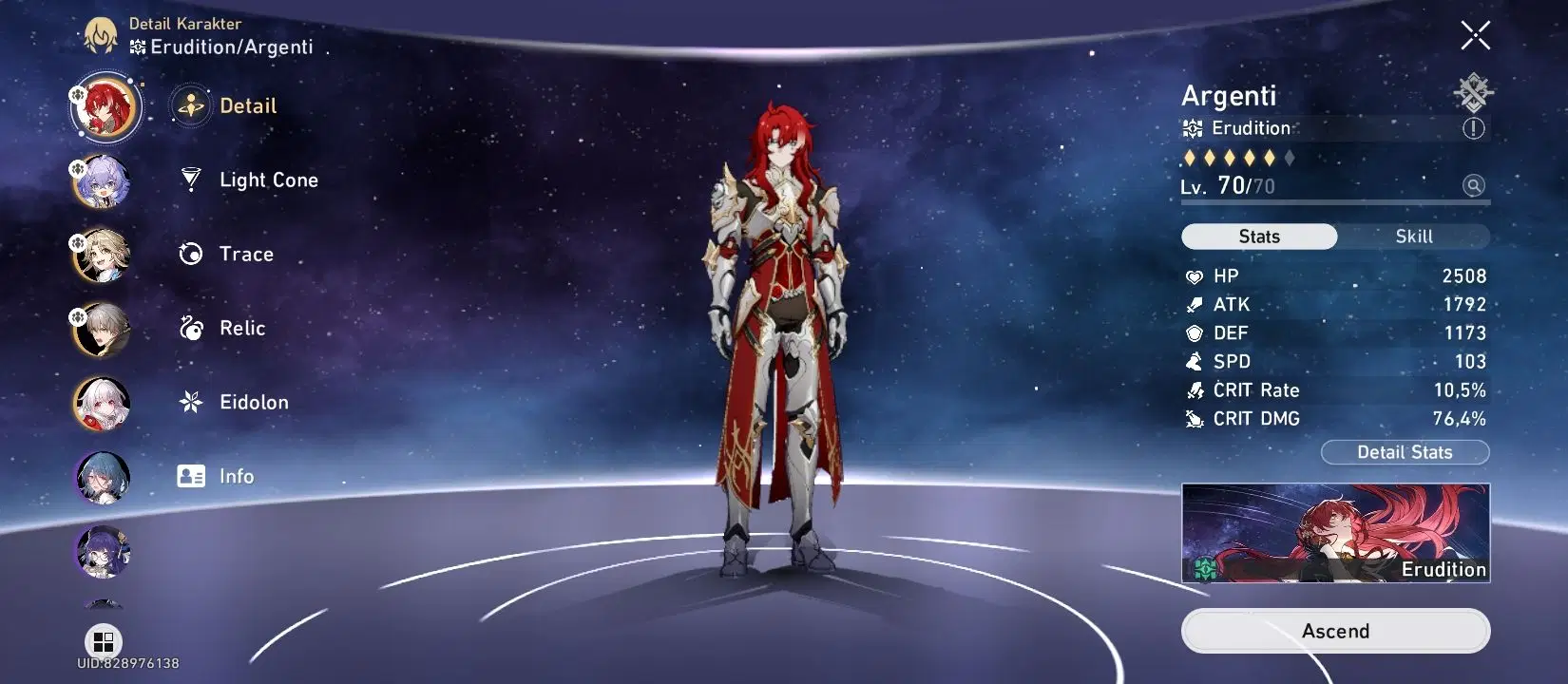 My argenti build Honkai: Star Rail | HoYoLAB