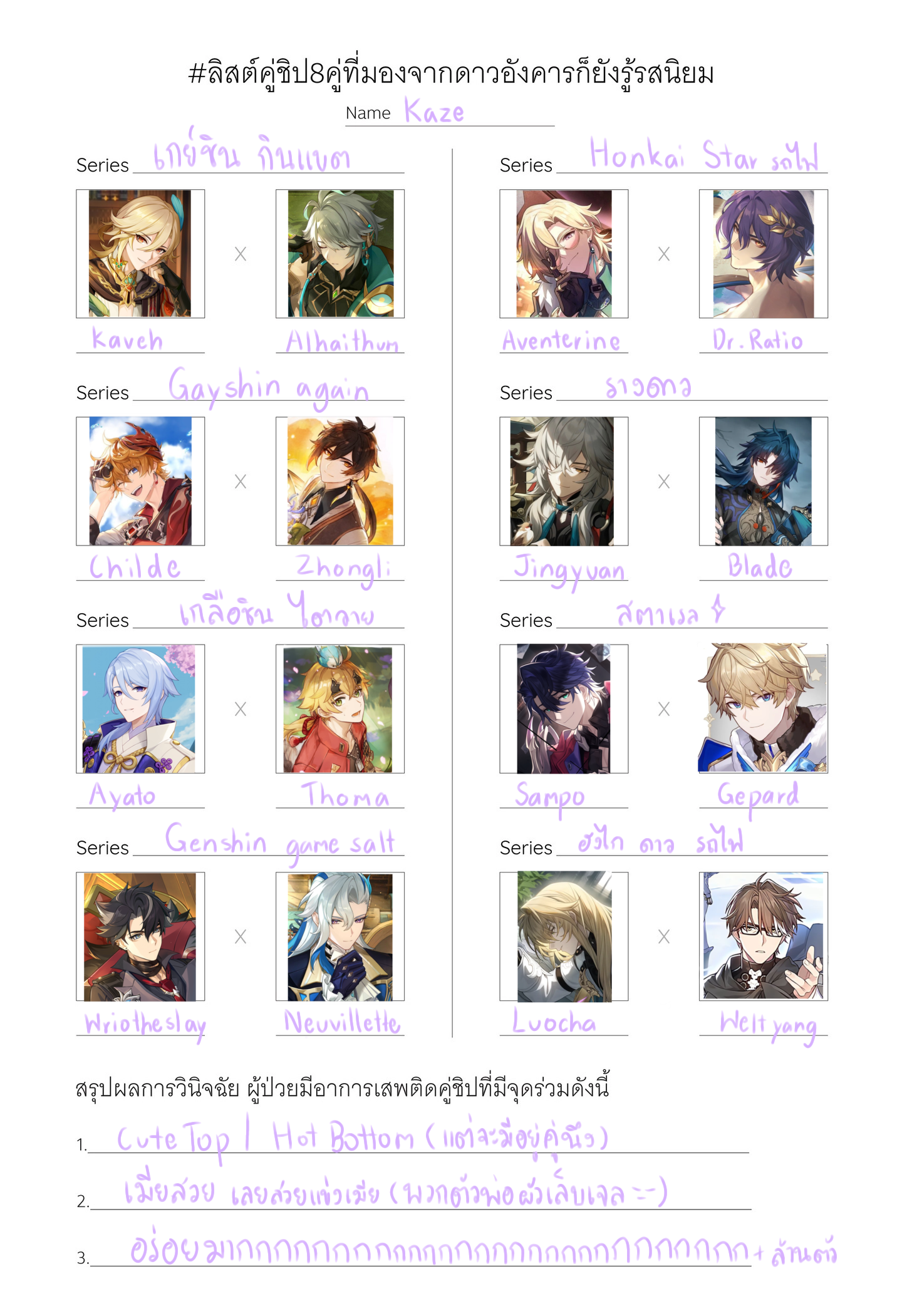 My favourite ship lists Genshin Impact | HoYoLAB