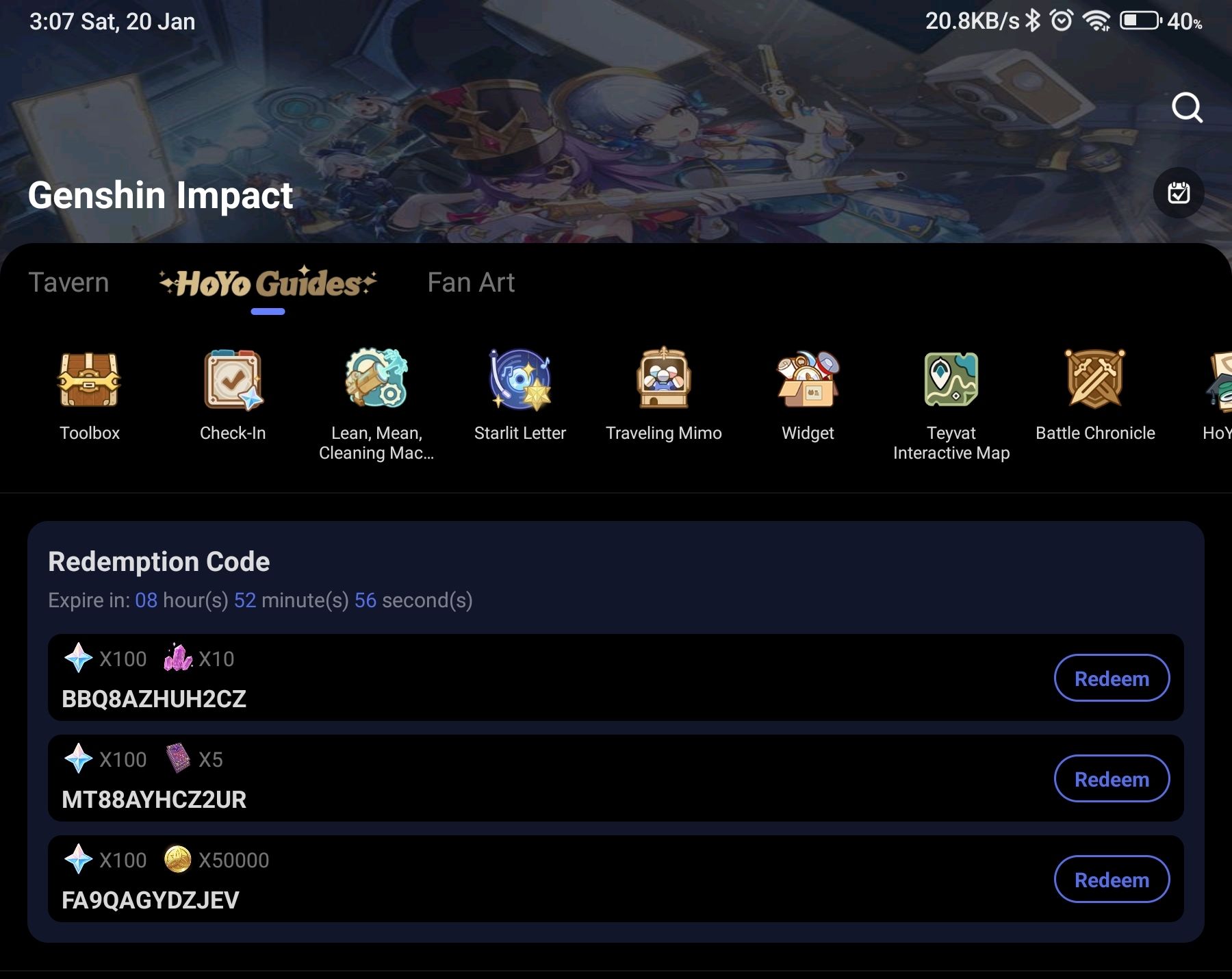 Instant Redeem Feature at Hoyo Guides Genshin Impact | HoYoLAB