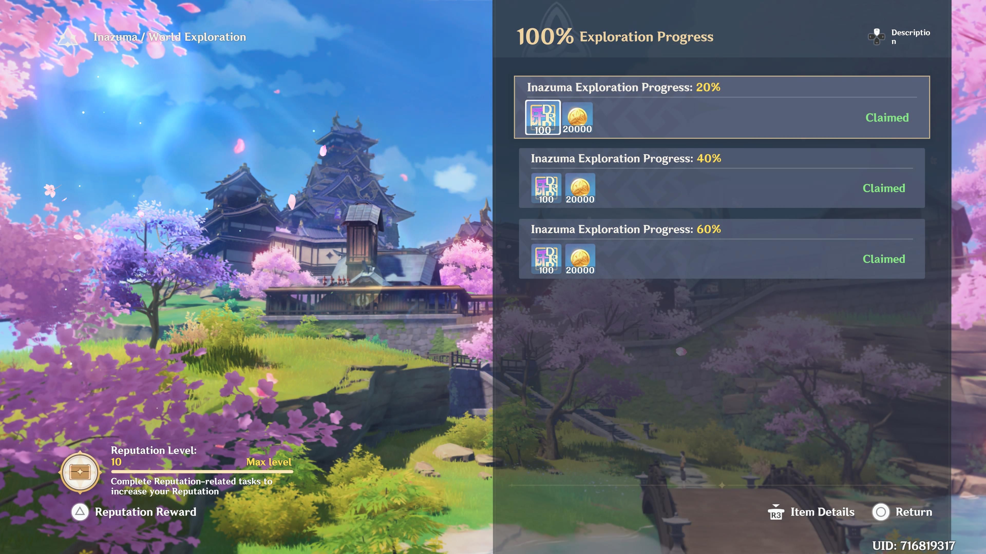 Inazuma 100% Exploration Progress Genshin Impact | HoYoLAB