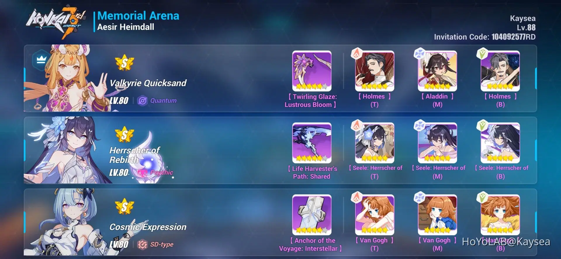 Exalted Memorial Arena: SSS Aesir Heimdall, SSS Parvati, & SS Kallen Honkai Impact 3rd | HoYoLAB