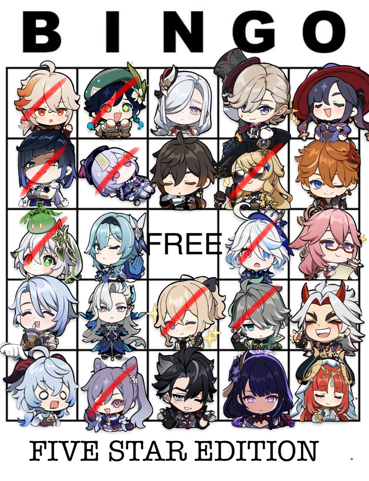 5 star bingo Genshin Impact | HoYoLAB