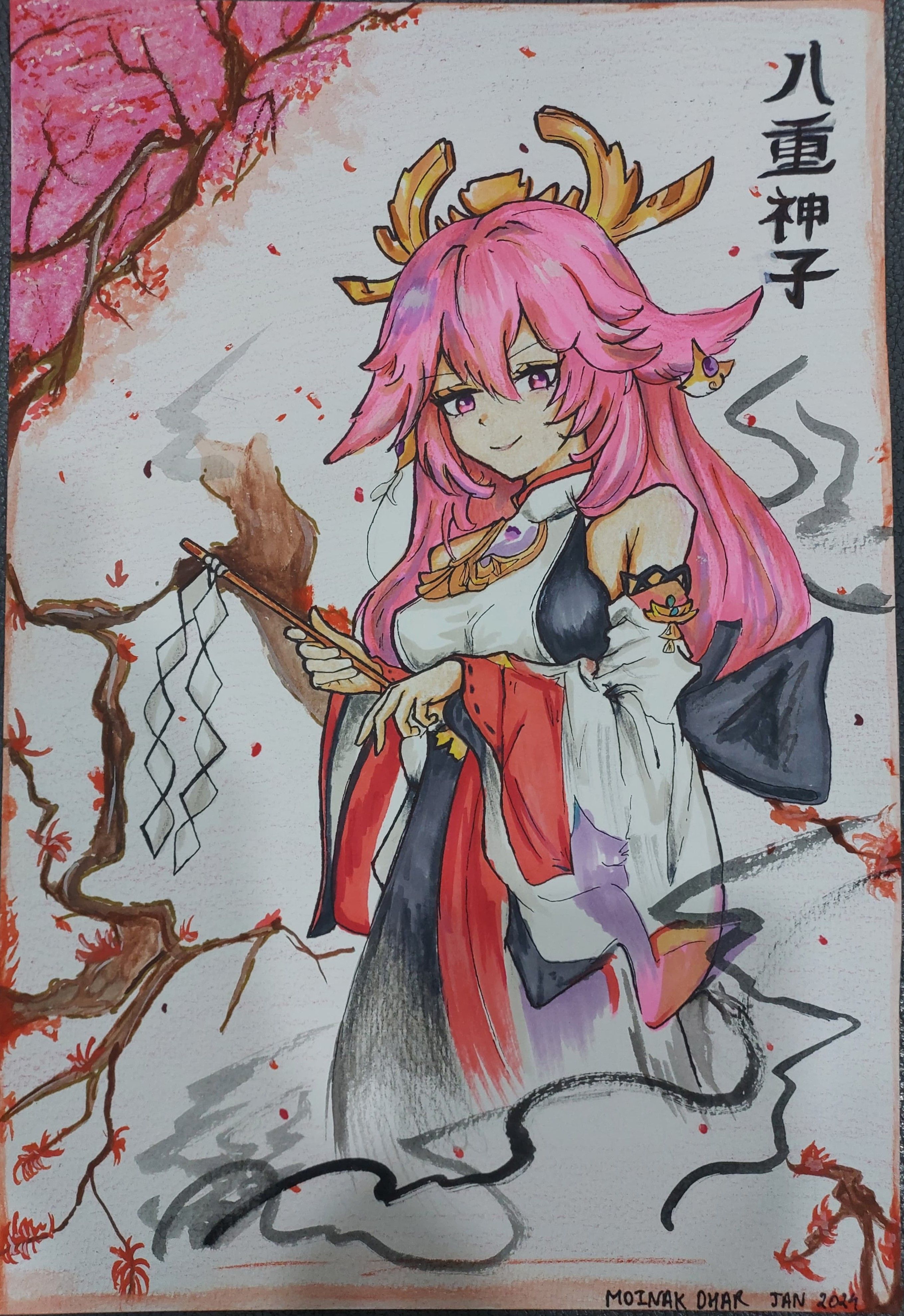 Yae Miko Drawn on Paper Genshin Impact | HoYoLAB